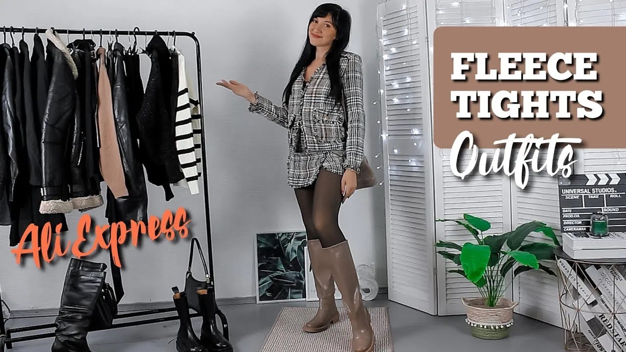 FLEECE TIGHTS LOOKBOOK | Try on haul | Tights Outfit Ideas | How to ...