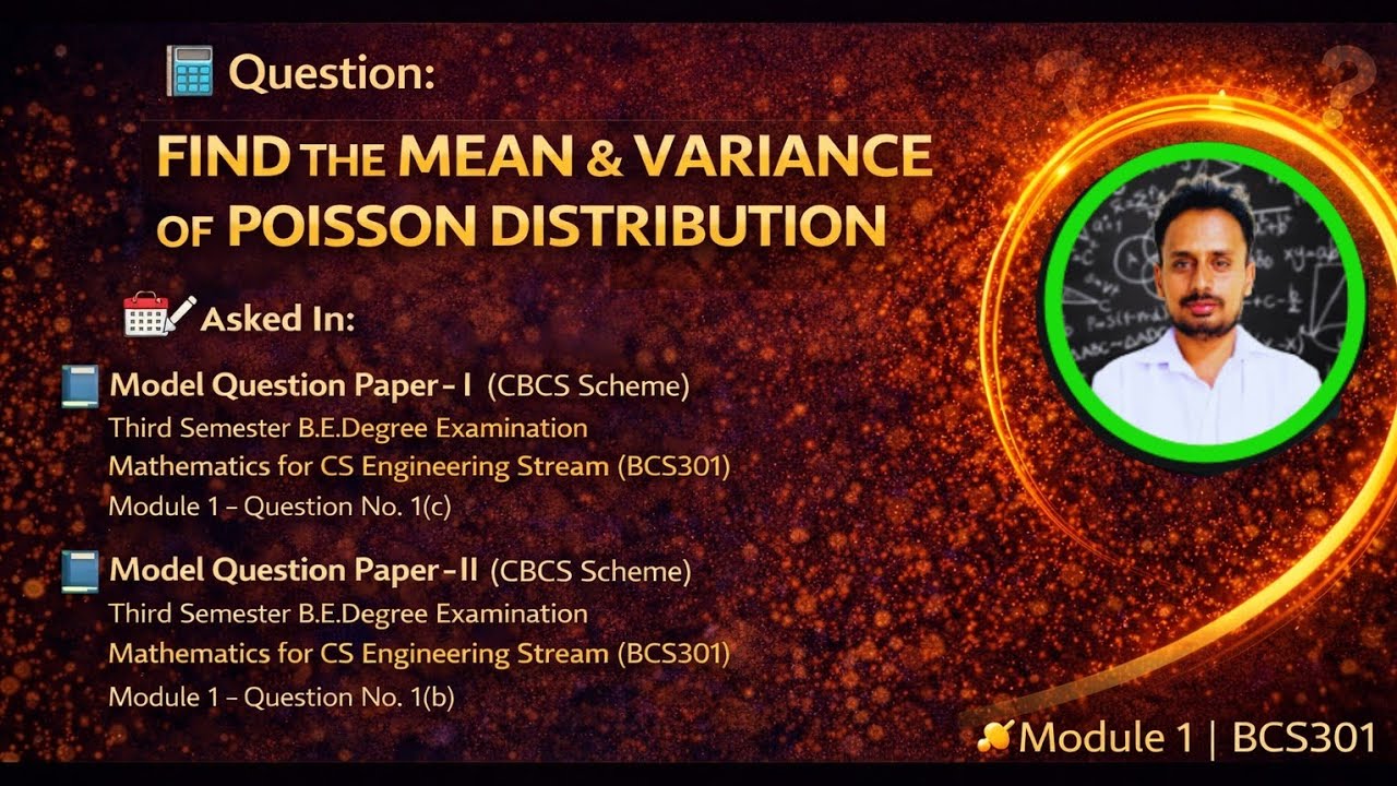 Poisson Distribution: Find Mean & Variance | VTU Model Question Paper ...