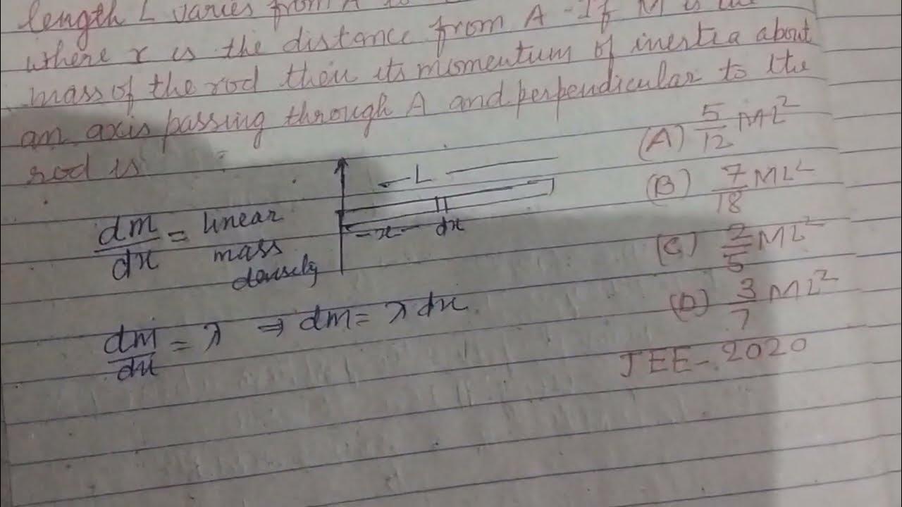 The linear mass density of a thin rod AB of length L varies from A to B ...