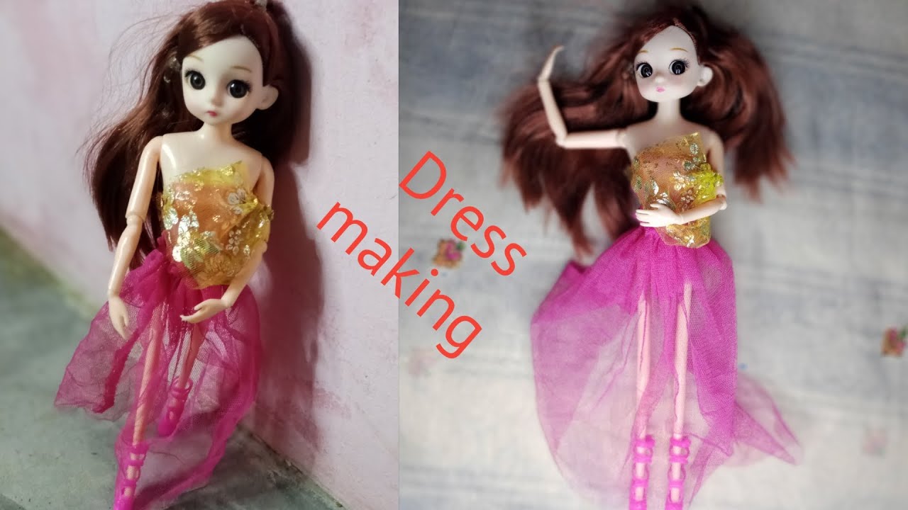 diy doll dress|easy Barbie dress|how to make a dress #dress #youtube # ...