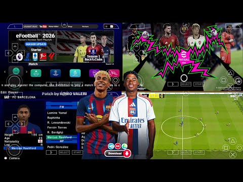 eFootball PES 2026 PPSSPP Android OFFline Full Update UCL & League Kits 25/26 Season 4k Graphics