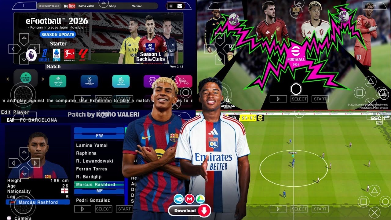 eFootball PES 2026 PPSSPP Android OFFline Full Update UCL & League Kits ...