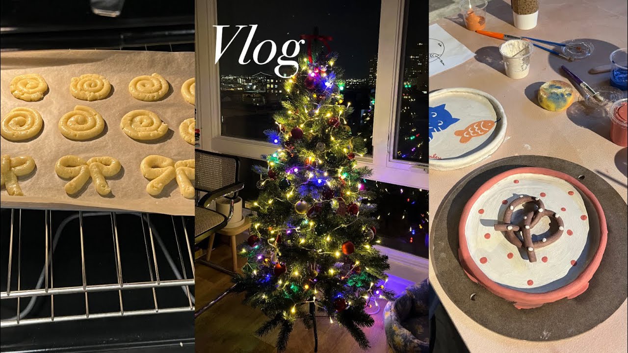 Ny Vlog 크리스마스 트리 꾸미기 도자기 클래스에서 그릇 만들기 버터쿠키 만들기 일하고 요리하는 일상 Youtube