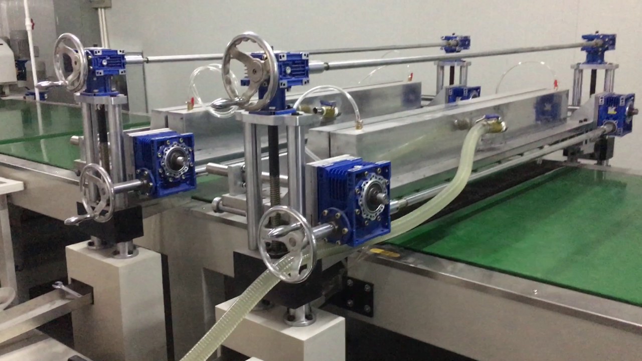 Double head UV curtain coating line UV curtain machine - YouTube