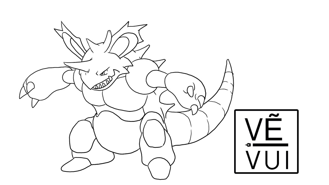 How to draw a Nidoking - hướng dẫn vẽ quái vật Nidoking - YouTube