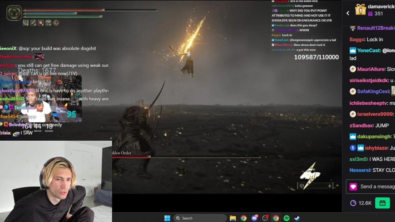 xQc reacts to Kai Cenat struggling to Beat "Godfrey, First Elden Lord ...