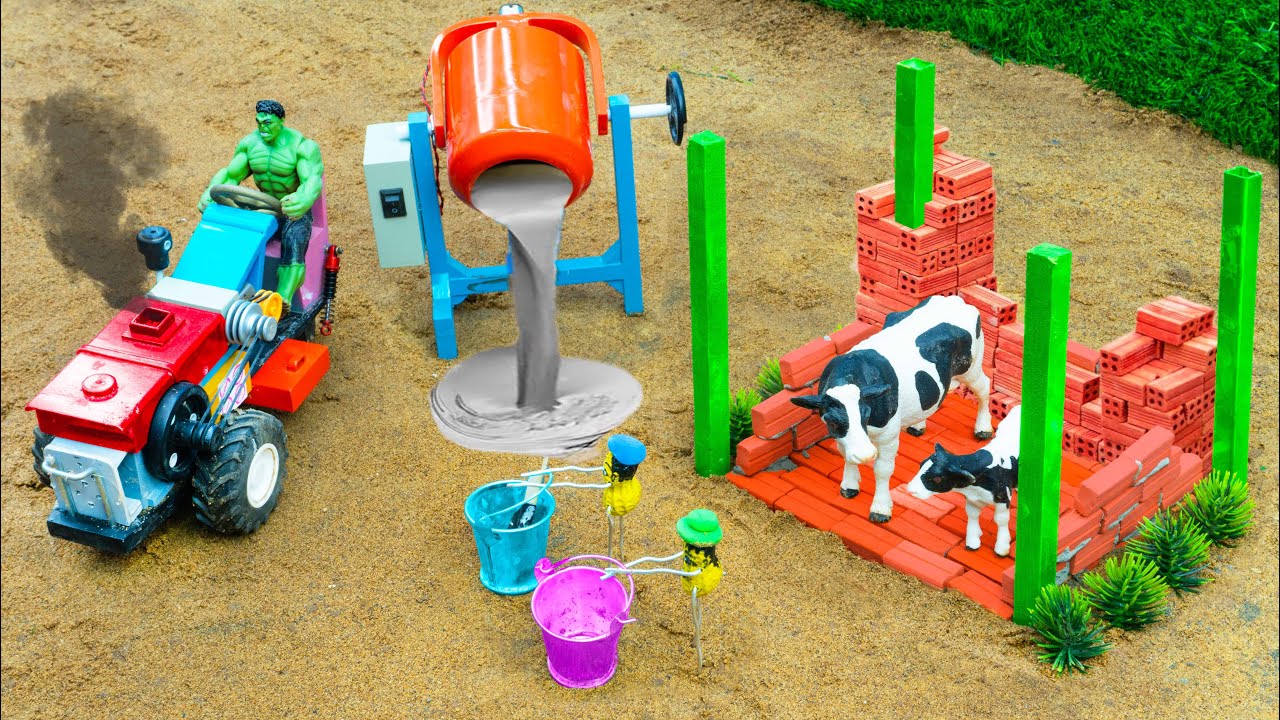 How to make mini Animals Barn contruction | diy mini tractor ...