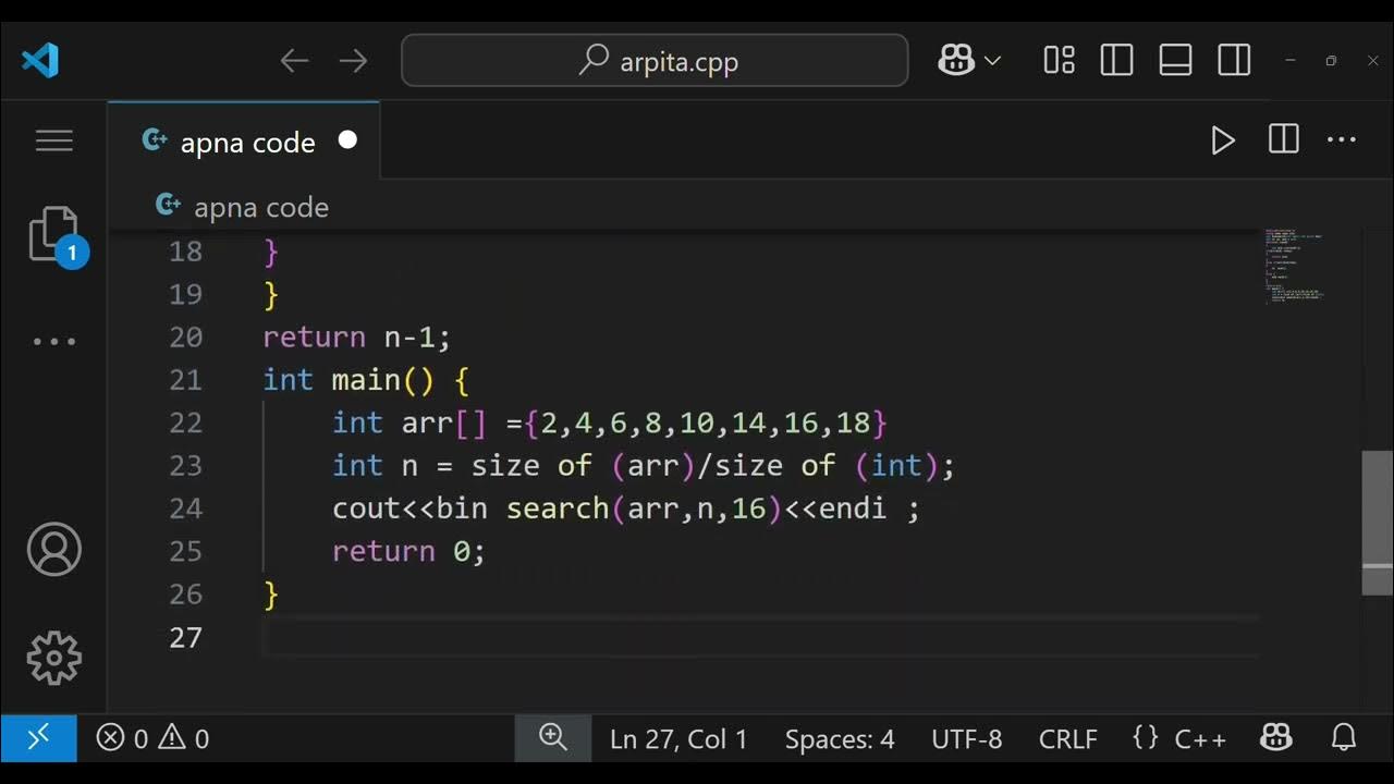 Binary search in array - YouTube