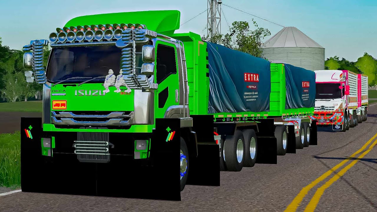 ISUZU 360 ขวัญใจมหาชน บรรทุกขี้ไก่ไปส่งโรงงานปุ๋ย - Farming simulator ...