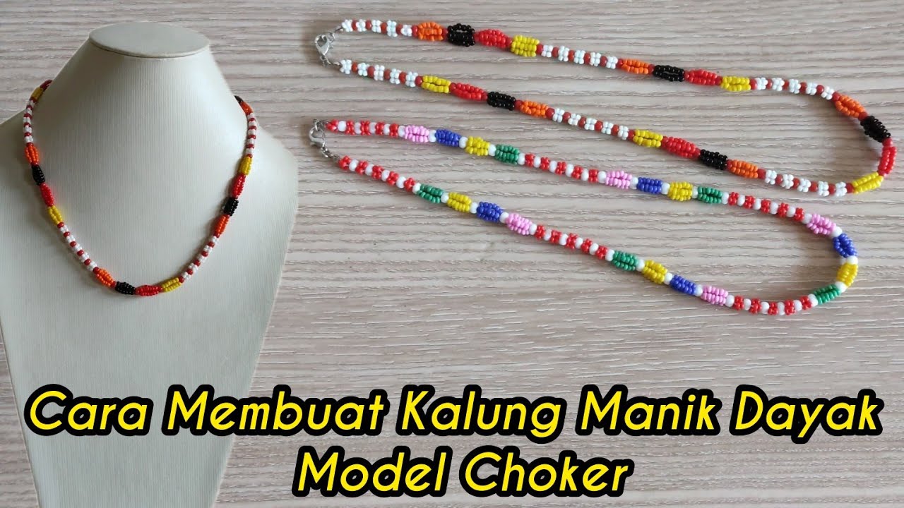 beaded necklace tutorial | cara membuat kalung manik dayak | kalung ...