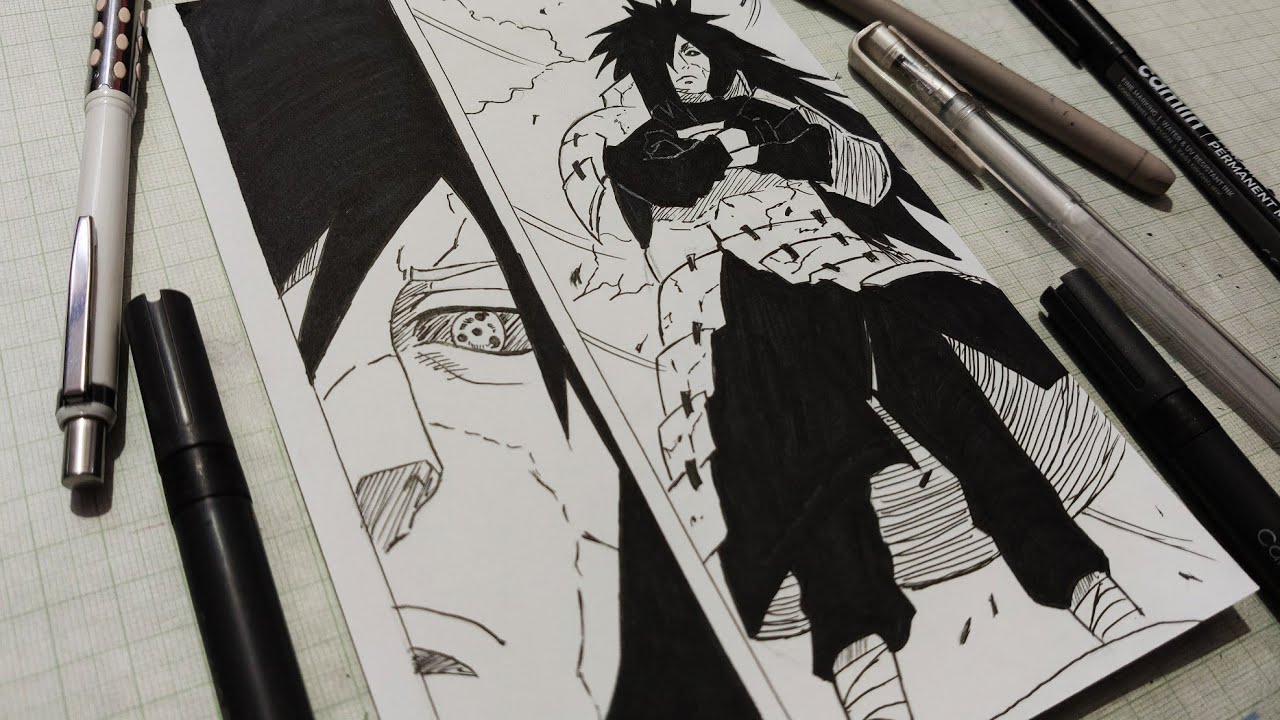 Drawing a Manga page | Naruto Shippuden (ナルト 疾風伝) | Pen Ink Drawing ...