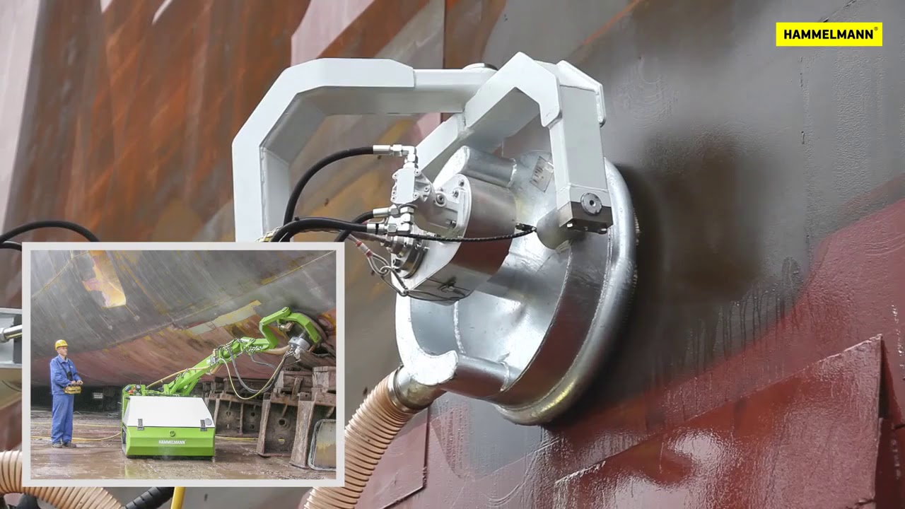 고압워터젯 분사를 이용한 도장 제거 장비(Dockboy, 독보이) - YouTube