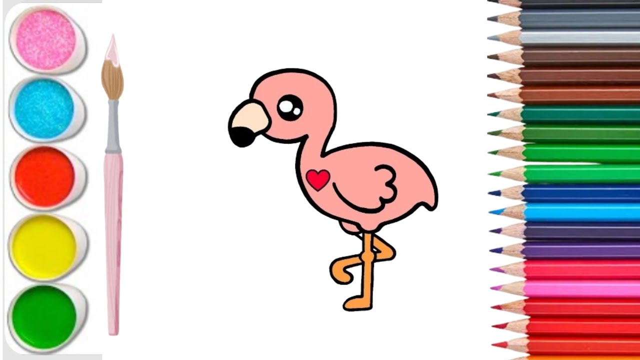 How to draw cute Flamingo 🦩/Easy drawing/simple drawing ideas for ...