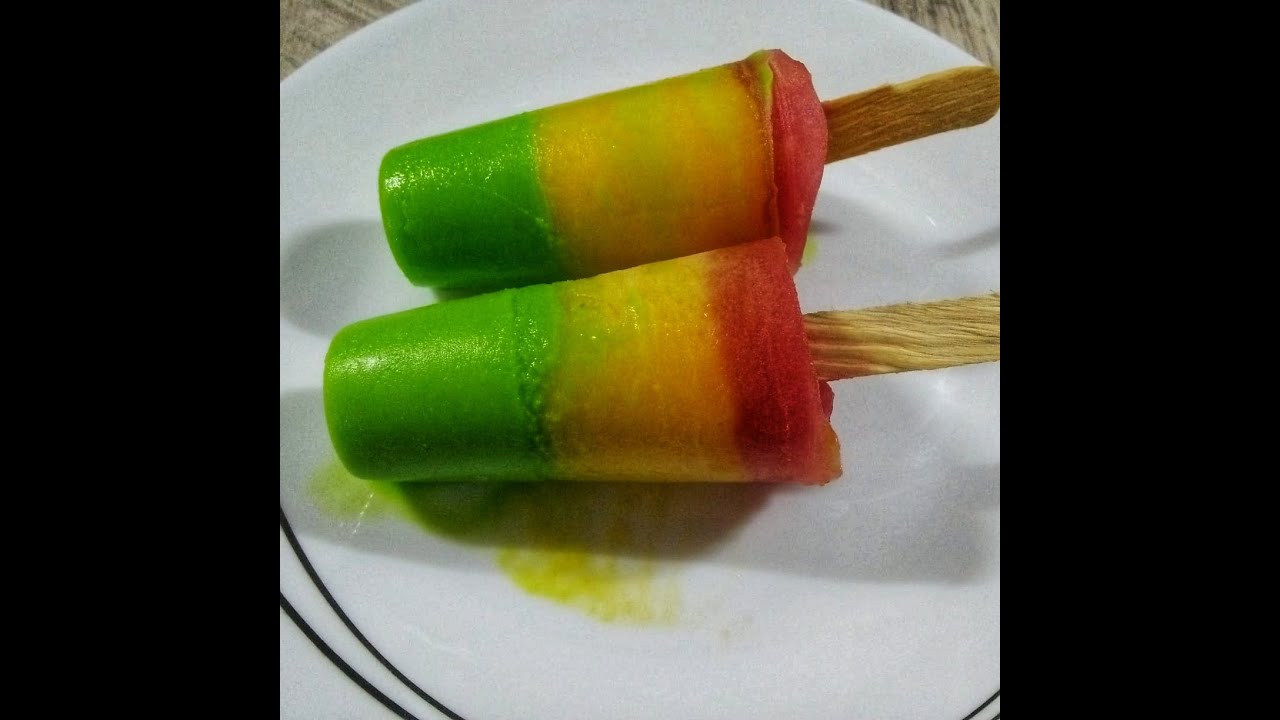 Tricolour Ice cream recipe / Fruit juice ice cream / homemade ice cream ...