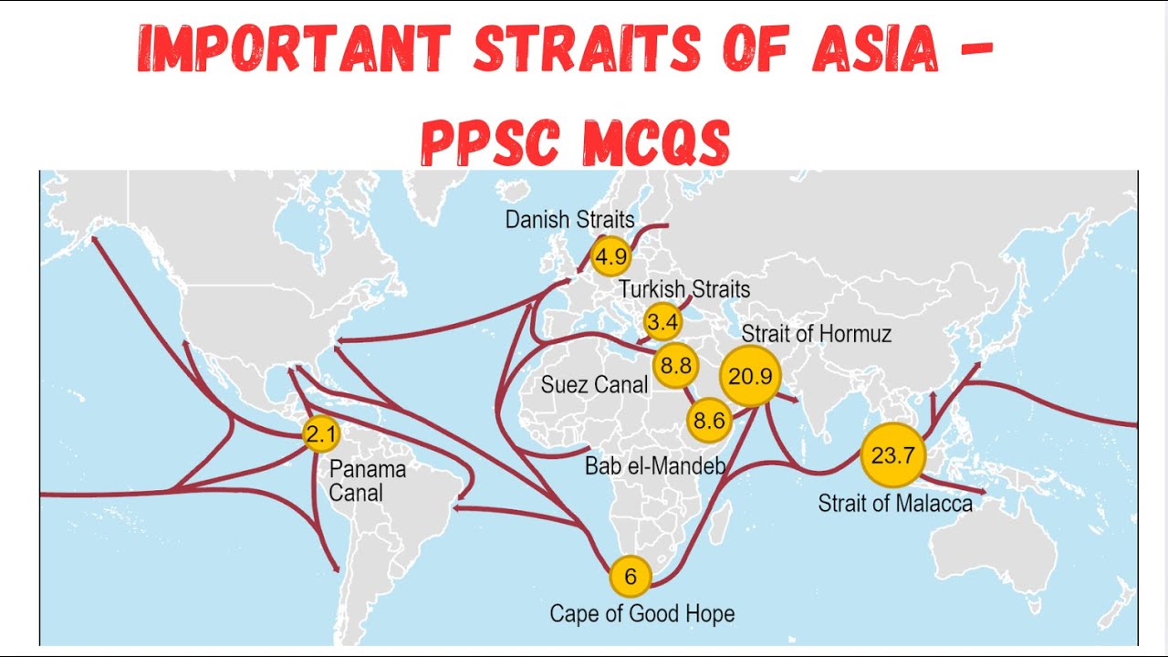 Important Straits in Asia | General Knowledge MCQs | PPSC MCQS One ...
