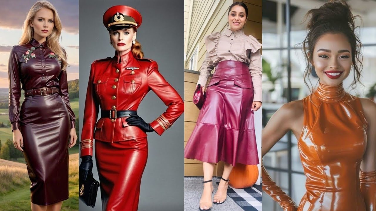 attractive finishing in luxury clothes latex dress fashion - YouTube