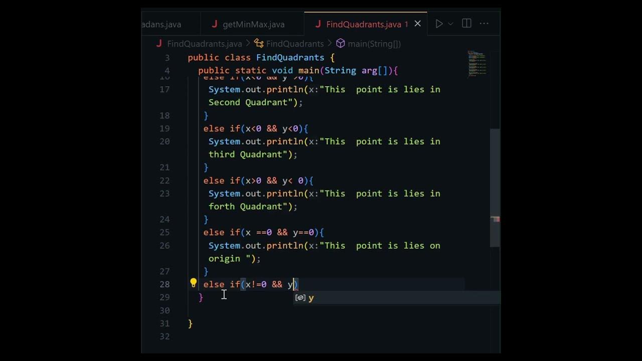 java program to find Quadrant #day 6/100 - YouTube