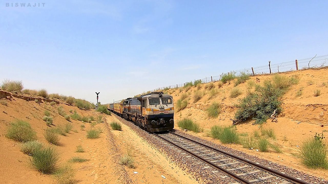 Trains through 🔥Hot Registhan Desert | INDIAN RAILWAYS over Thar Desert ...
