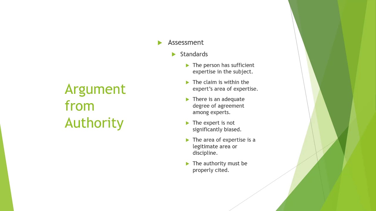 Intro SU 2020 Video 11 Argument basics 4 Argument from Authority - YouTube