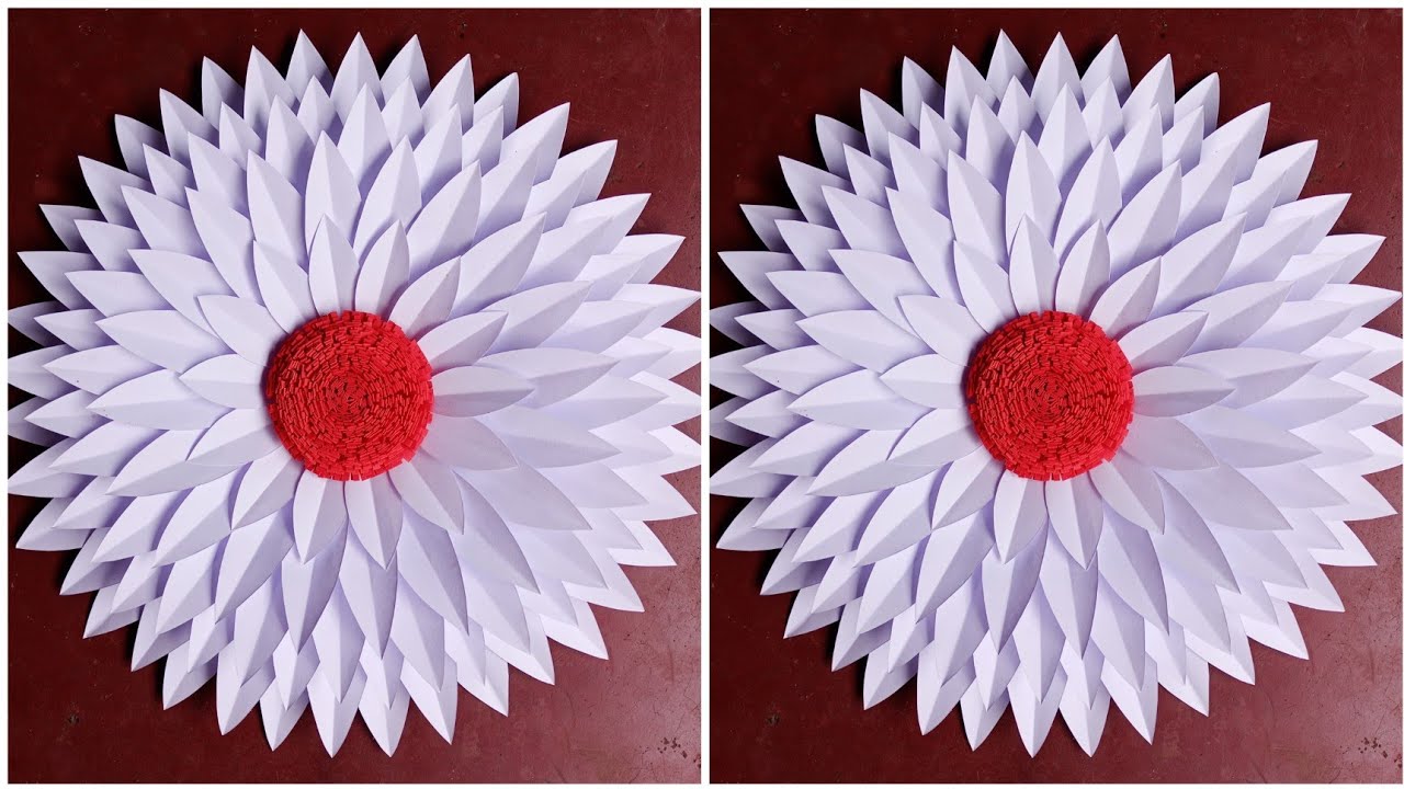 DIY Durga Puja wall decor idea || white paper flower #creation hub ...