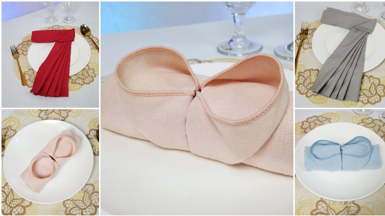 2 BEST AND EASY DESIGN NAPKIN FOLDING with names - YouTube