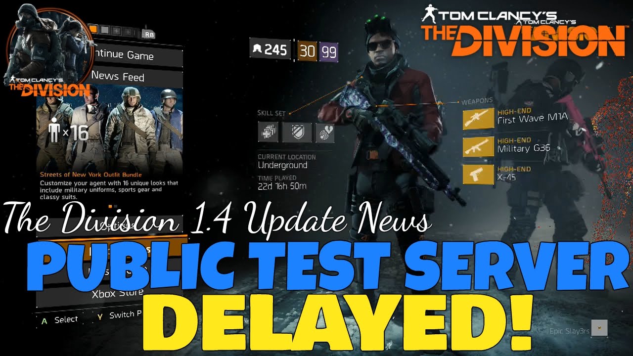 The Division: PUBLIC TEST SERVER DELAYED! Special Report 1.4 UPDATE ...