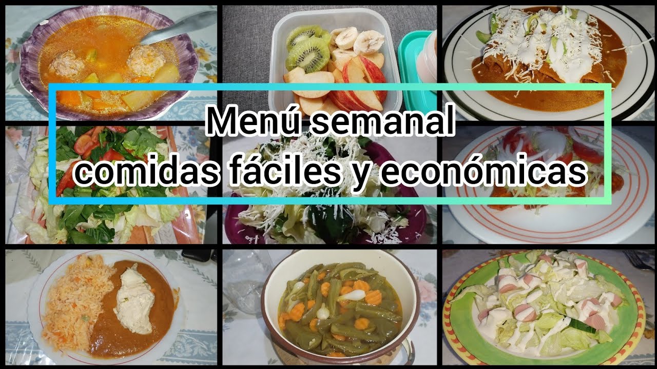 Menú semanal de comidas fáciles y economicas - YouTube