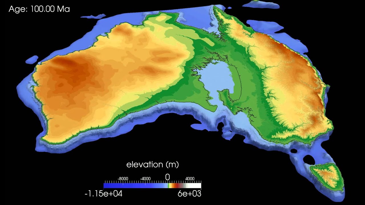 Surface evolution of Australia continent over 150 Ma - YouTube
