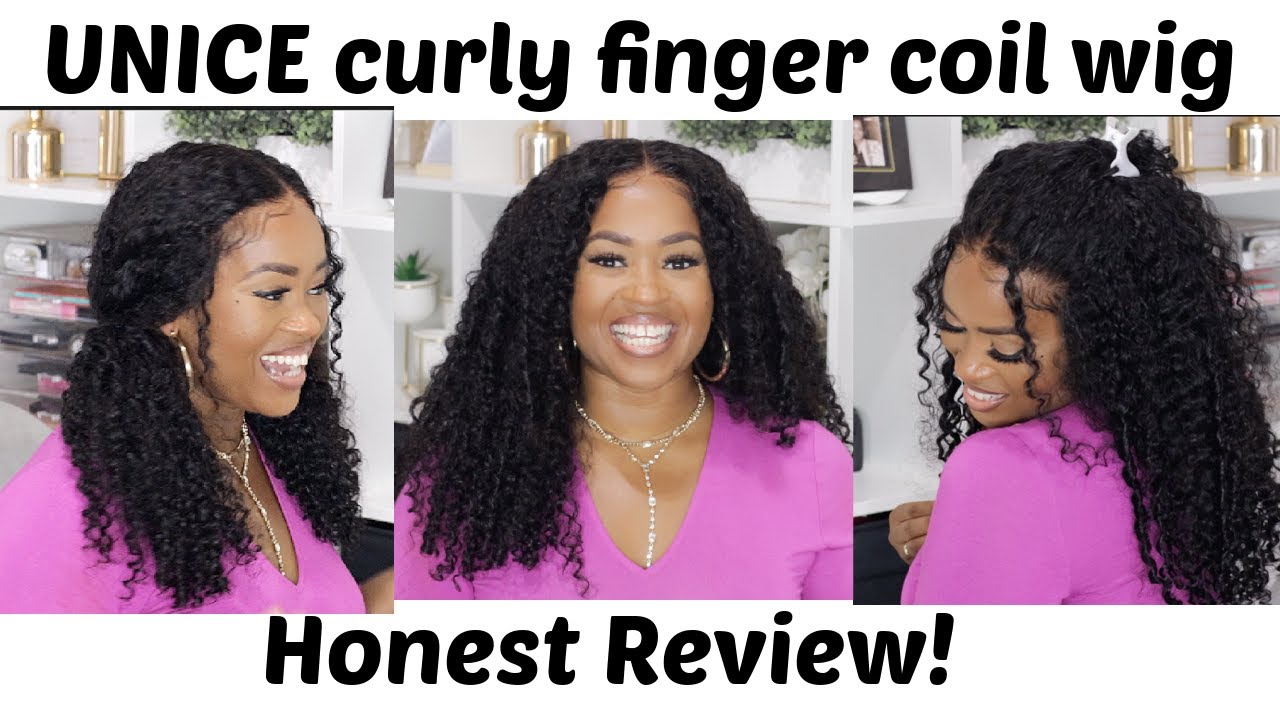 UNice Best Curly Finger Coil Ends Wig Install Honest Review Ft UNice ...