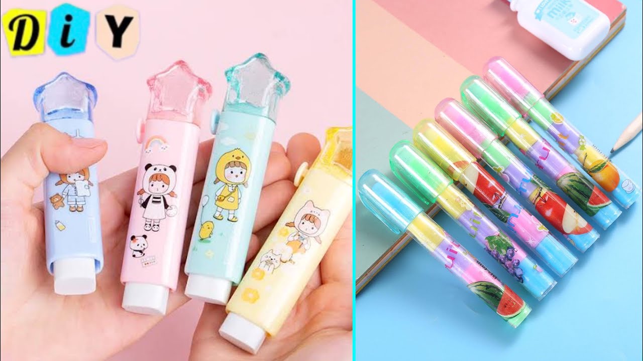 🌈 How to make Push up eraser/DIY eraser pen/ eraser decoration ideas ...