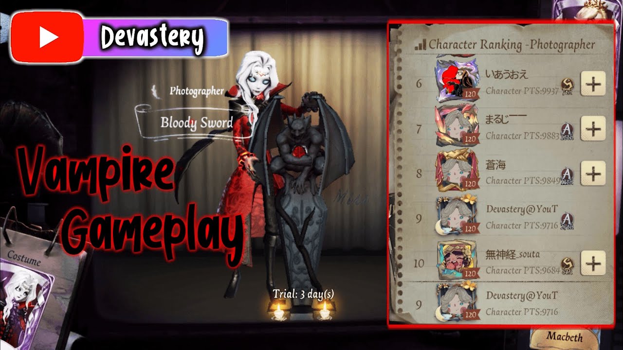 Identity V - Photographer (Bloody Sword Gameplay) - YouTube