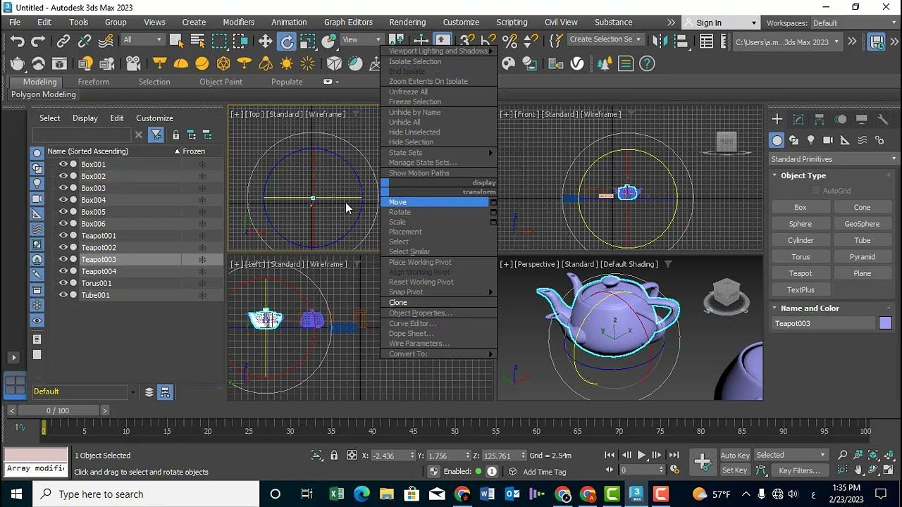 3ds Max 2023: Transform Tools (Move, Copy, Clone, Rotate, Scale) & Selection - YouTube