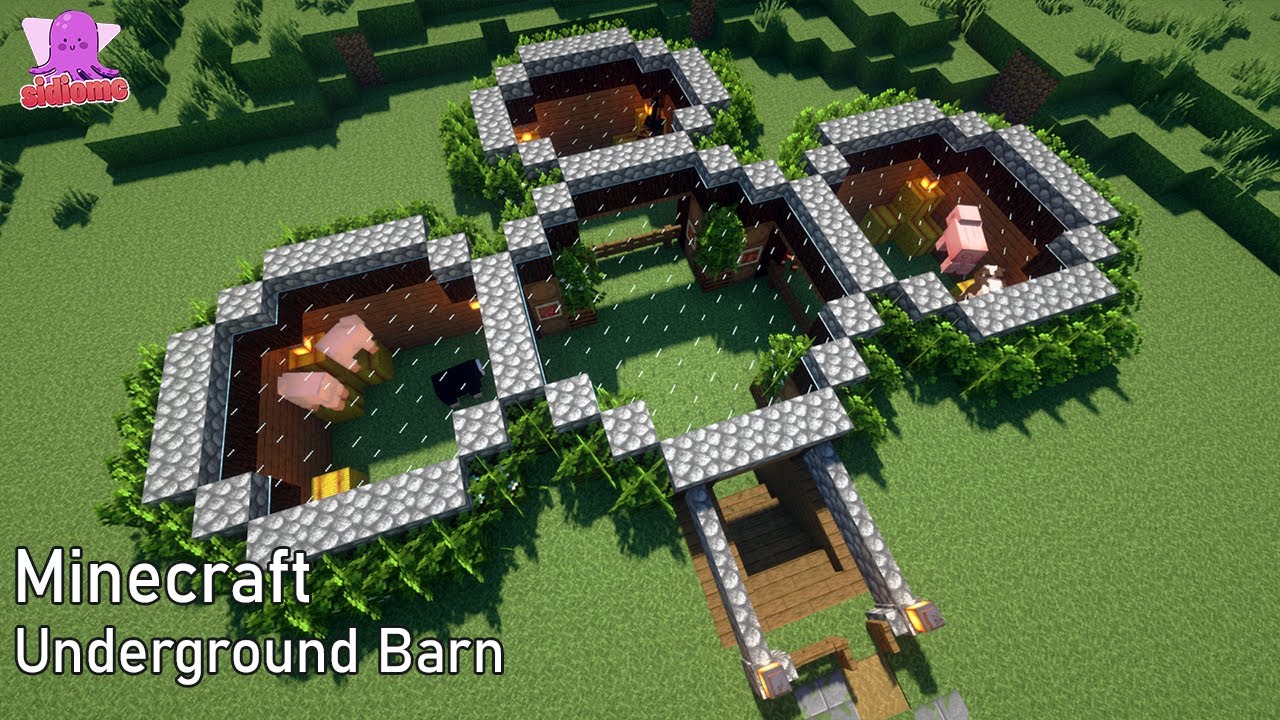 Minecraft | How to Build an Underground Barn for animals - YouTube