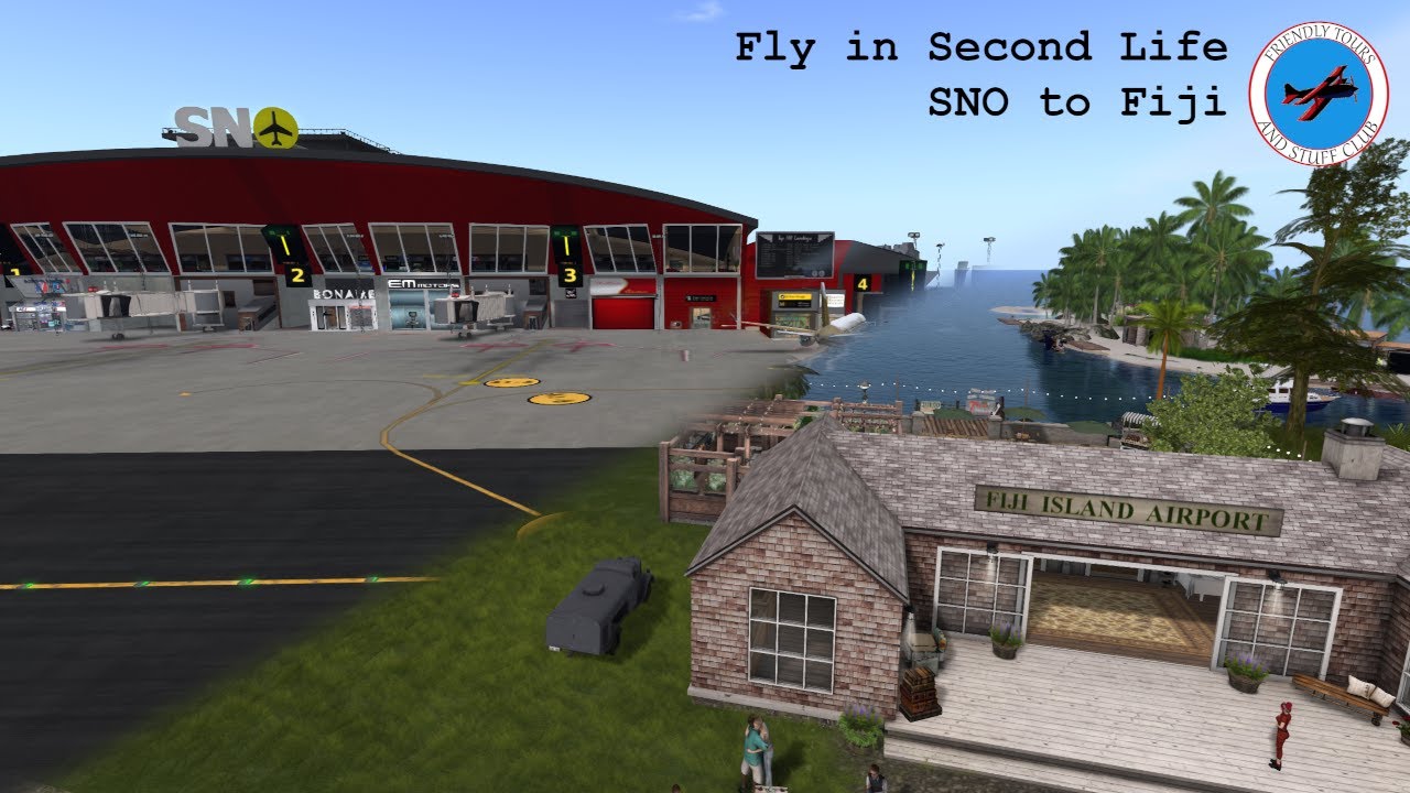 Second Life - Flight from SLSN SNO to SLFI Fiji with the EG DH88 - YouTube