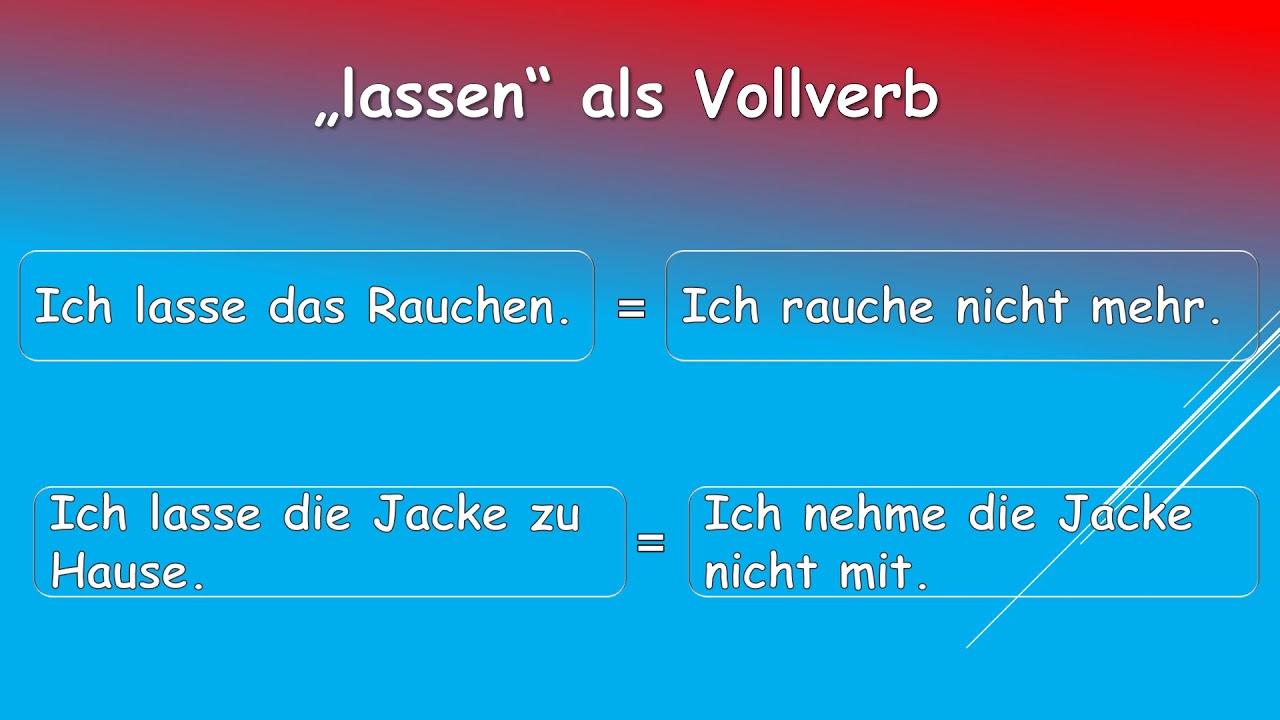 Das Verb "lassen" Teil 1 / Глаголът "lassen" част 1 (A2-B1) - YouTube