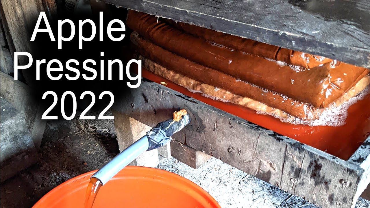 Apple Pressing with Handmade Grinder and Press - YouTube