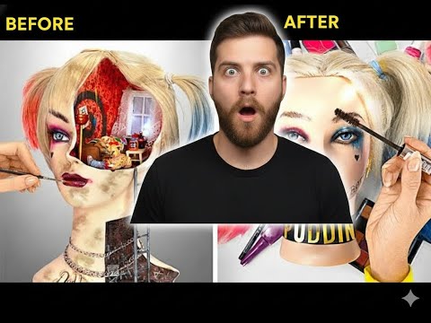 Vuélvete loco con Harley Quinn: ¡maquillaje único y diorama en tu cabeza! 🤪🎨💋