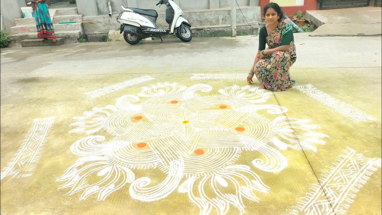beautiful muggulu designs with dots||rangoli designs daily use simple ...