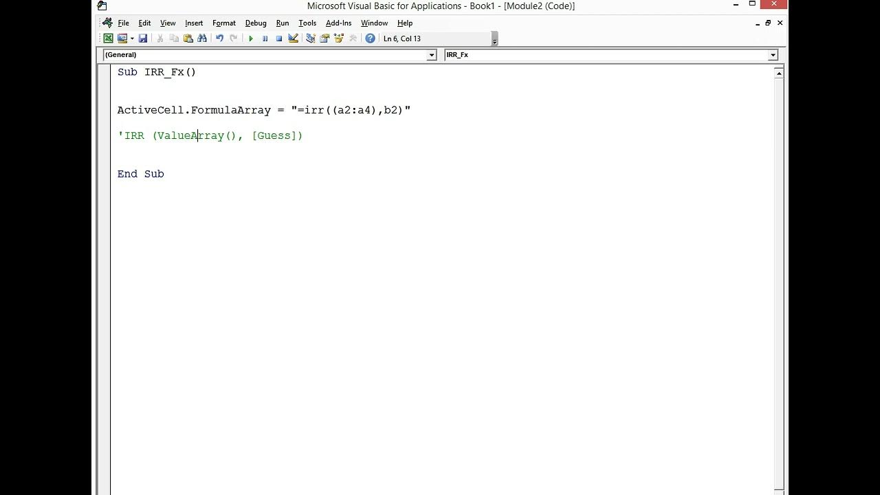 Excel VBA IRR Internal Rate of Return Financial Formula - YouTube