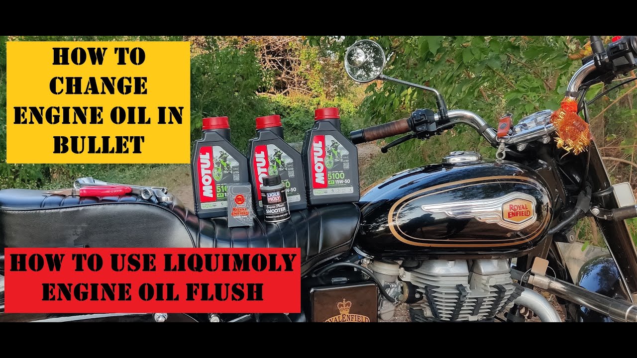 Change engine oil in bullet at home | Liquimoly oil flush | In Telugu ...