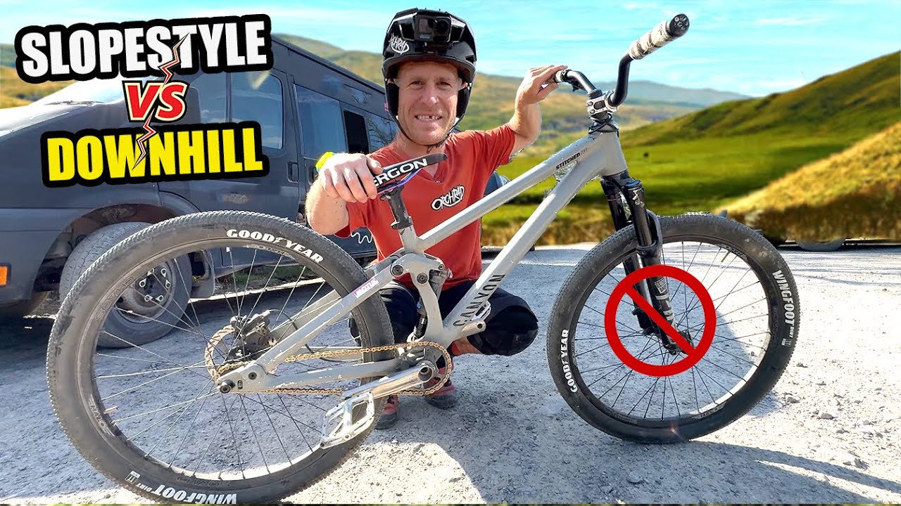 GNARLY DOWNHILL MTB TRAILS ON A PURE SLOPESTYLE BIKE - WILL IT WORK? - YouTube