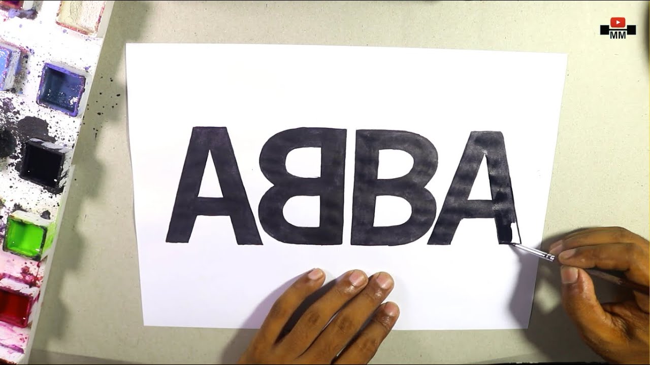 How to draw to draw the ABBA logo - YouTube