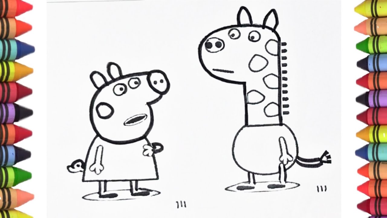 Peppa pig drawing with Gerald giraffe, kids video, peppa pig official ...