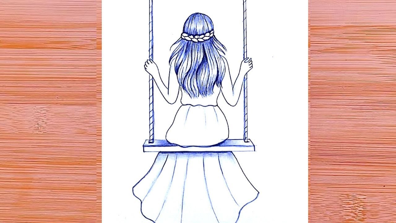 How To Draw A Swinging Girl | Pencil Sketch For Beginner | Girl Drawing ...
