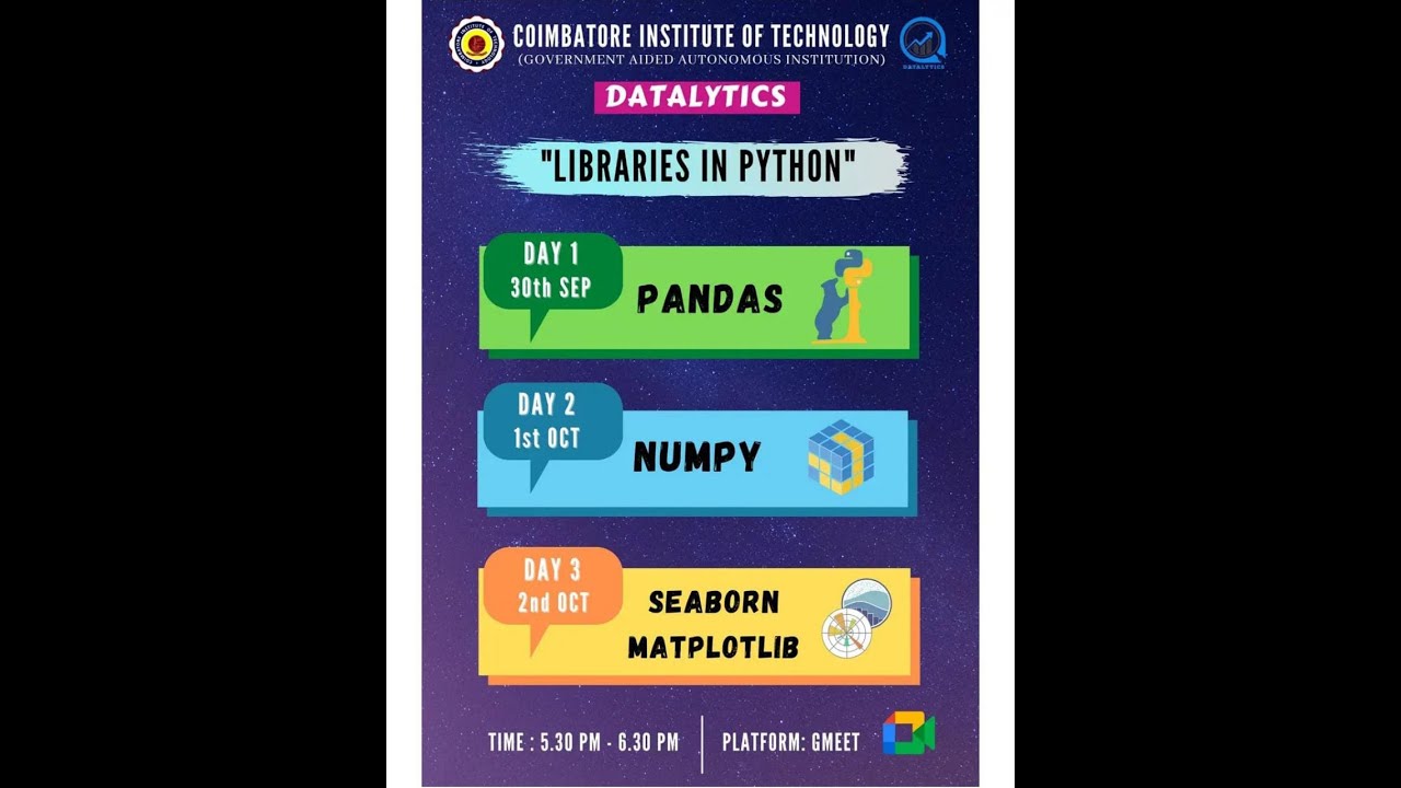 Datalytics CIT - |Libraries in Python| |PANDAS| -DAY 1 - YouTube