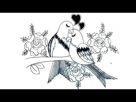How To Draw Two Parrots In Love By Pencil Sketch - YouTube