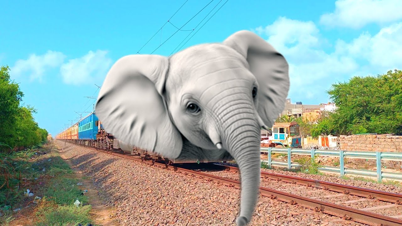 Baby Elephant Funny Train Face Amazing Video - elephant crossing video ...