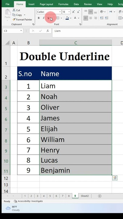 How to Double Underline Text in Excel - YouTube