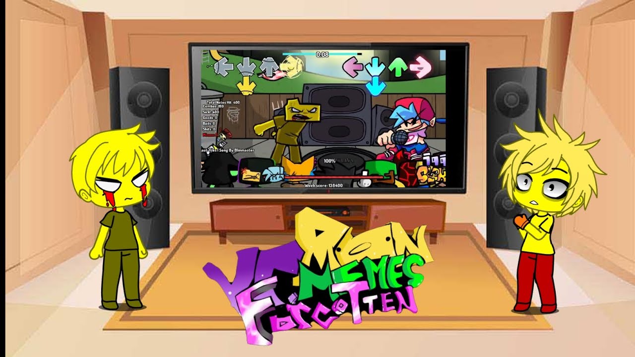 Pacman and Ron react to fnf ron memes forgotten (gacha club) - YouTube