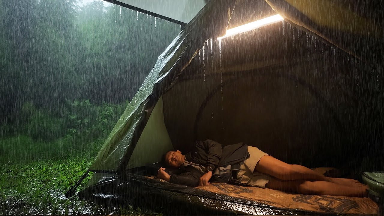 VERY BAD WEATHER‼️CAMPING IN HEAVY RAIN and THUNDERSTORM - YouTube